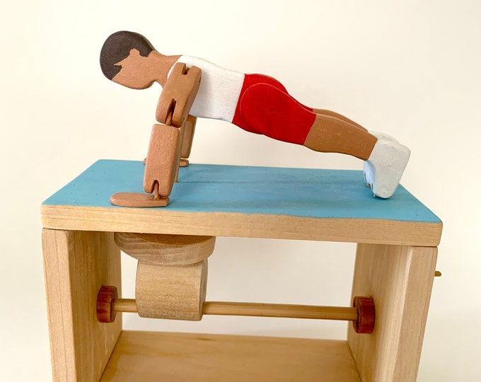 Push-up Man Automata, Wood, Hand Crank - Etsy