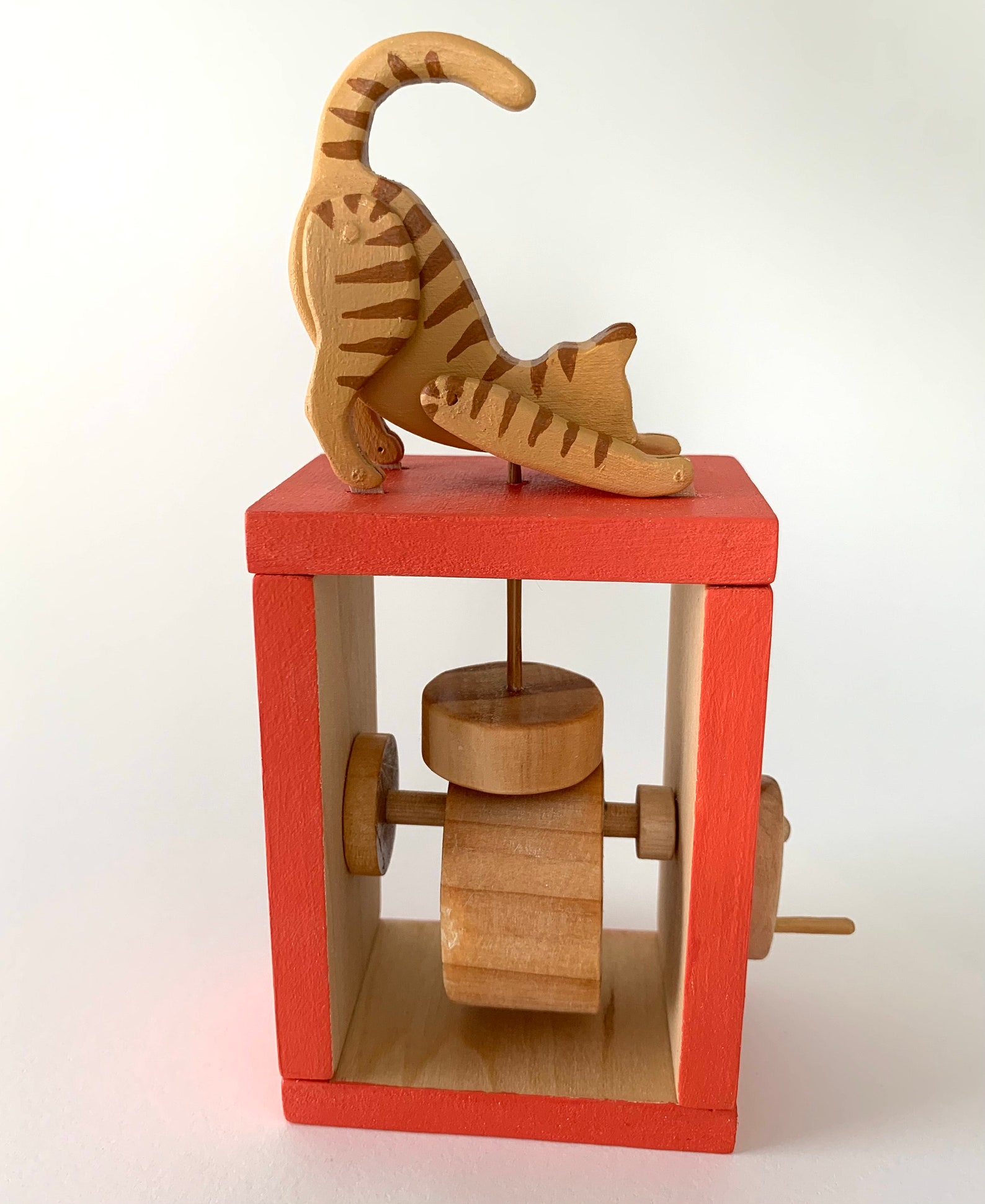 Stretching Cat Automata Wooden Hand Crank Motion | Etsy