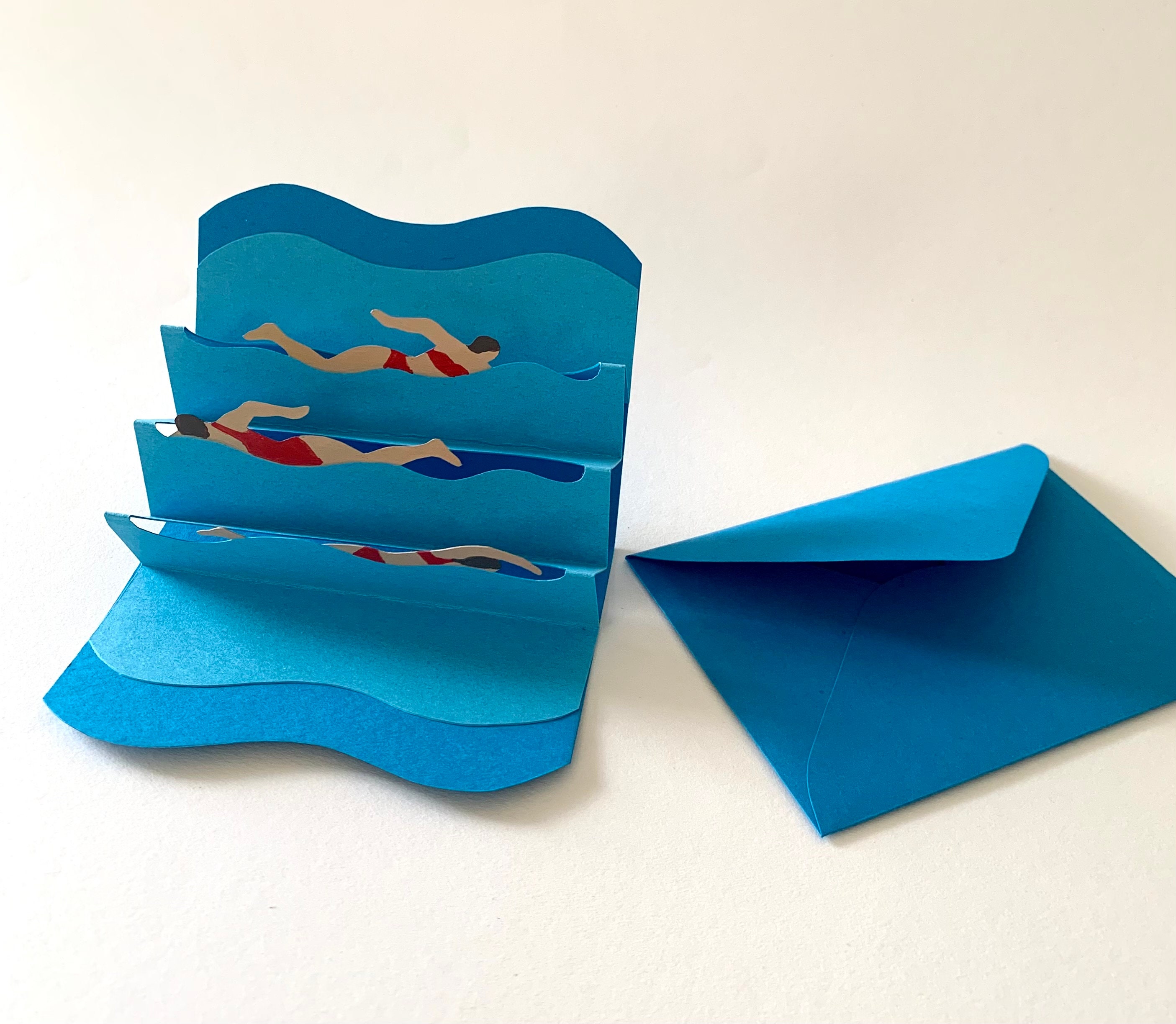 Swimmer Girls Miniature Pop up Card - Etsy