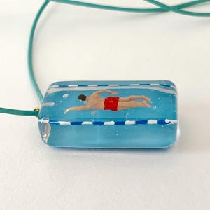 Miniature Swimmer in Resin, Key Chain or Necklace - Etsy