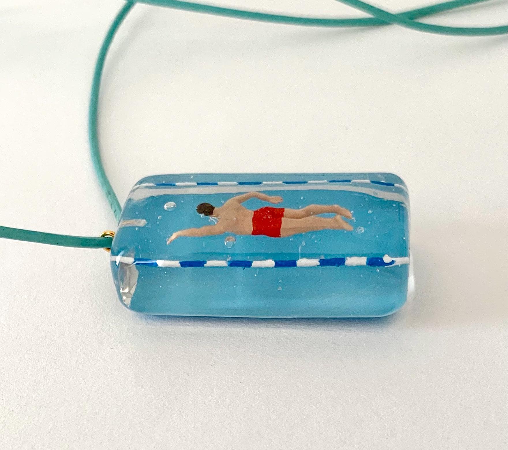 Miniature Swimmer in Resin, Key Chain or Necklace - Etsy