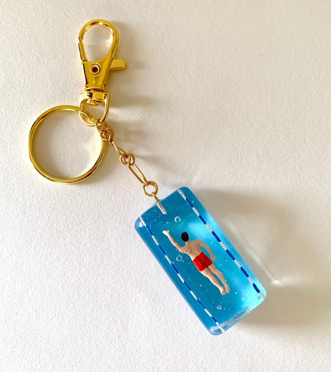 Miniature Swimmer in Resin, Key Chain or Necklace - Etsy