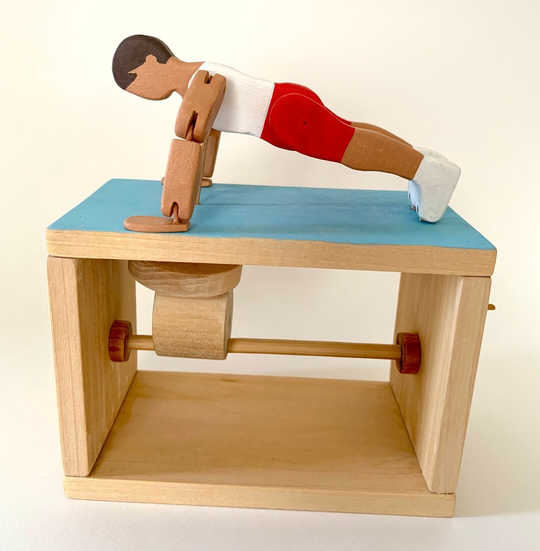 Push-up Man Automata, Wood, Hand Crank - Etsy
