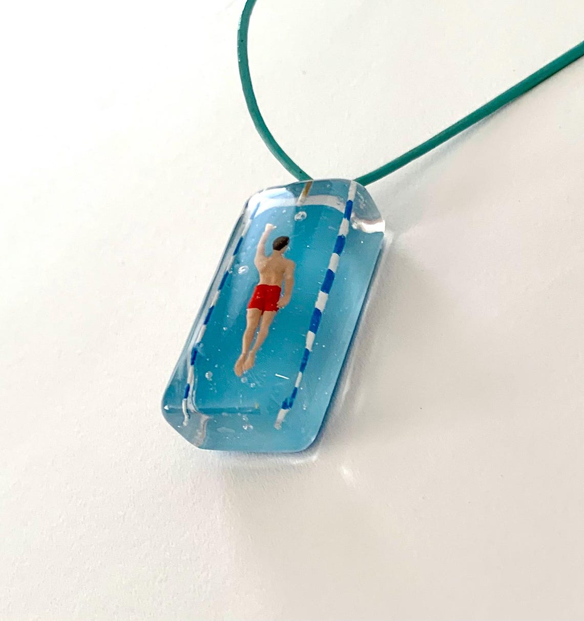 Miniature Swimmer in Resin, Key Chain or Necklace - Etsy