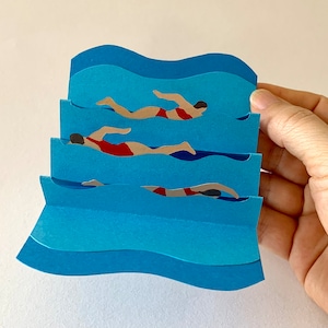 Swimmer Girls Miniature Pop up Card - Etsy
