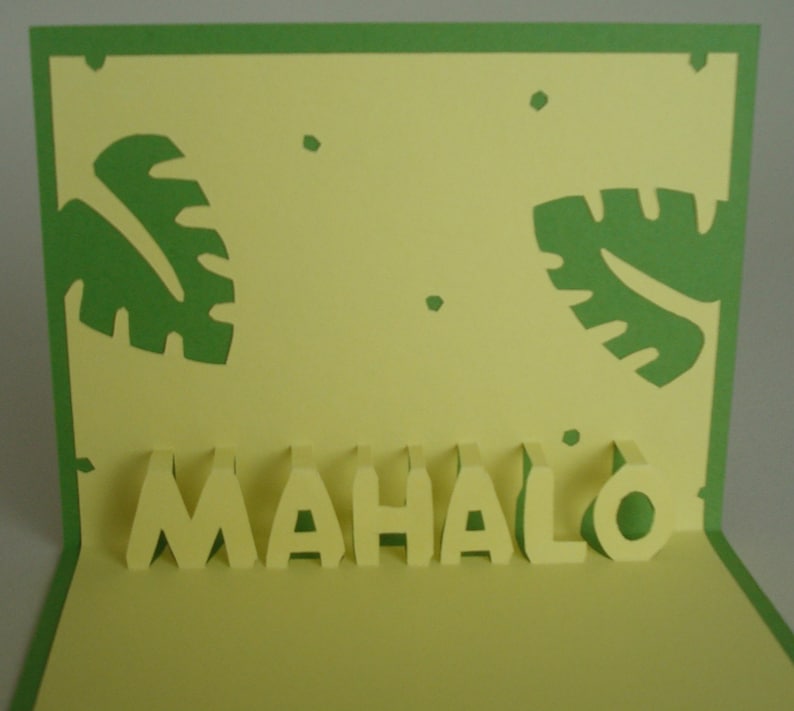 Mahalo ( "thank You" in Hawaiian Language), Pop up Card With Monstera ...