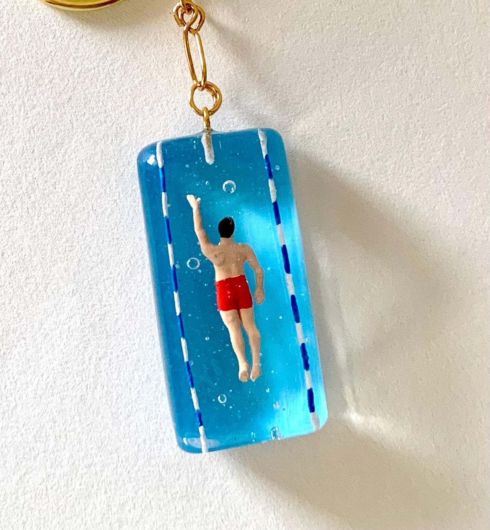 Miniature Swimmer in Resin, Key Chain or Necklace - Etsy