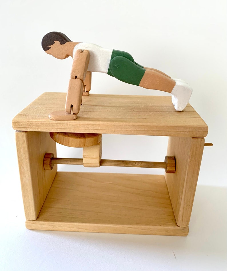 Push-up Man Automata Wood Hand Crank - Etsy