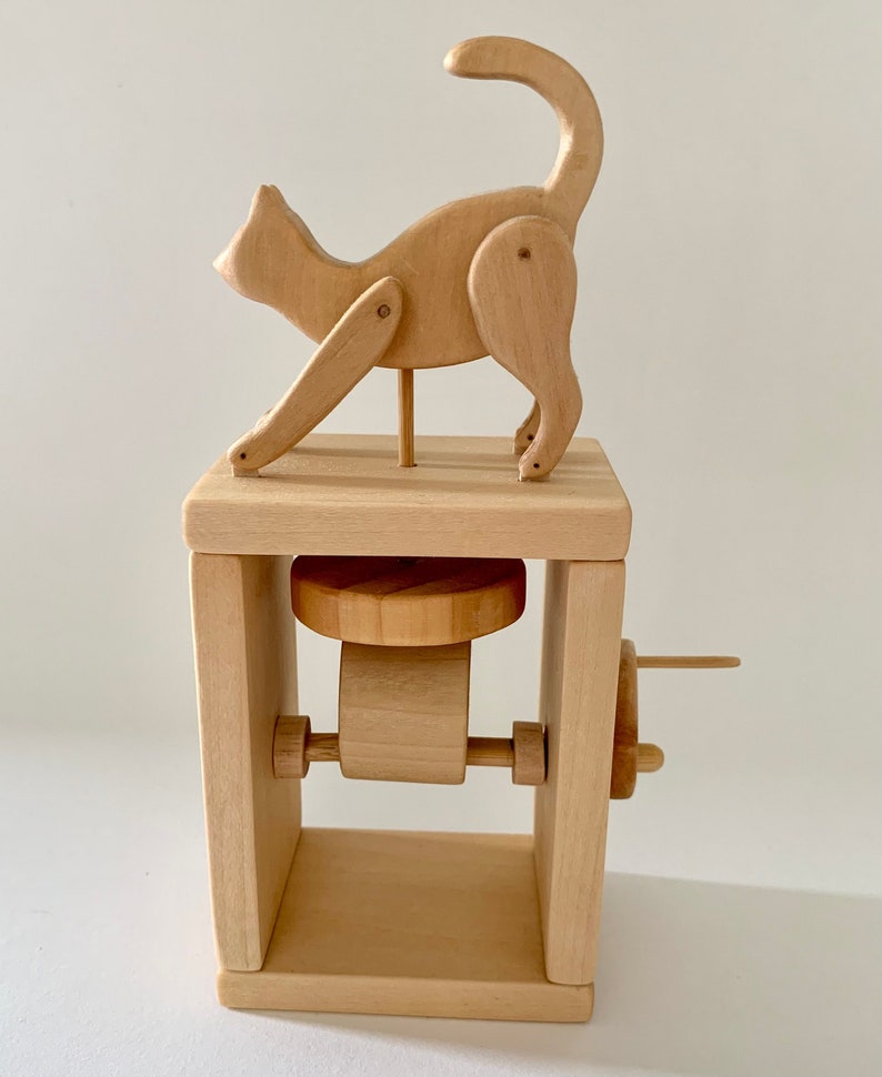 Stretching Cat Automata Wooden Hand Crank Motion - Etsy
