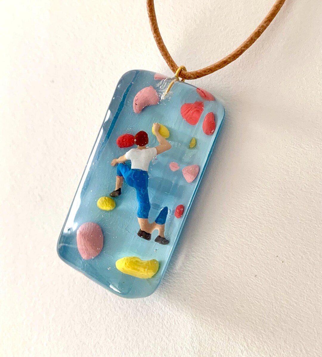Miniature Bouldering, Climbing Girl in Resin Necklace Pendant - Etsy
