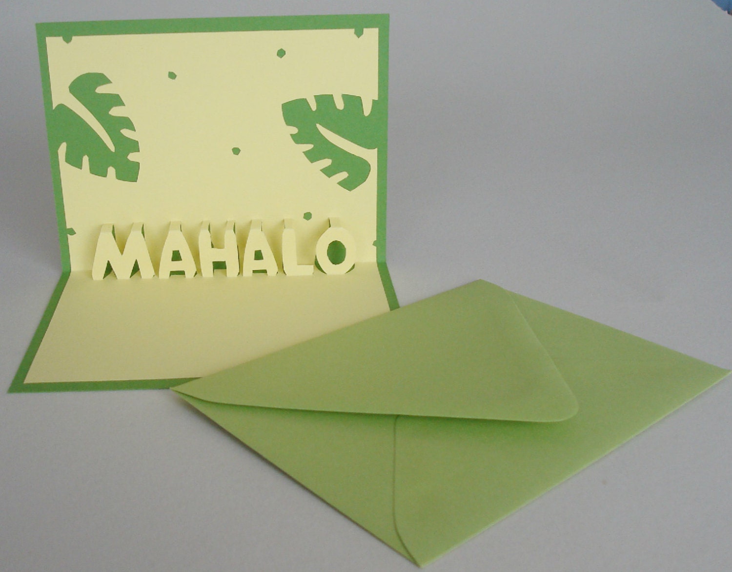 Mahalo ( "thank You" in Hawaiian Language), Pop up Card With Monstera ...