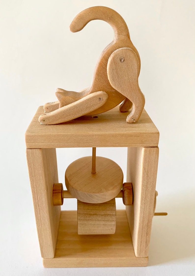 Stretching Cat Automata, Wooden Hand Crank Motion - Etsy