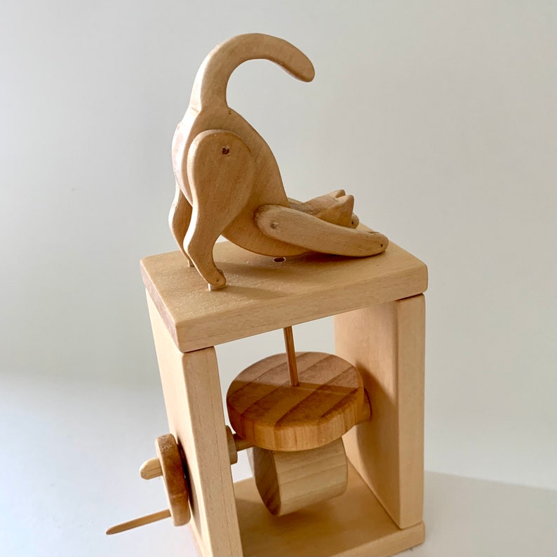 Stretching Cat Automata Wooden Hand Crank Motion - Etsy