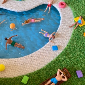 Bean Shaped Swimming Pool Miniature Art Sun Bathers and - Etsy