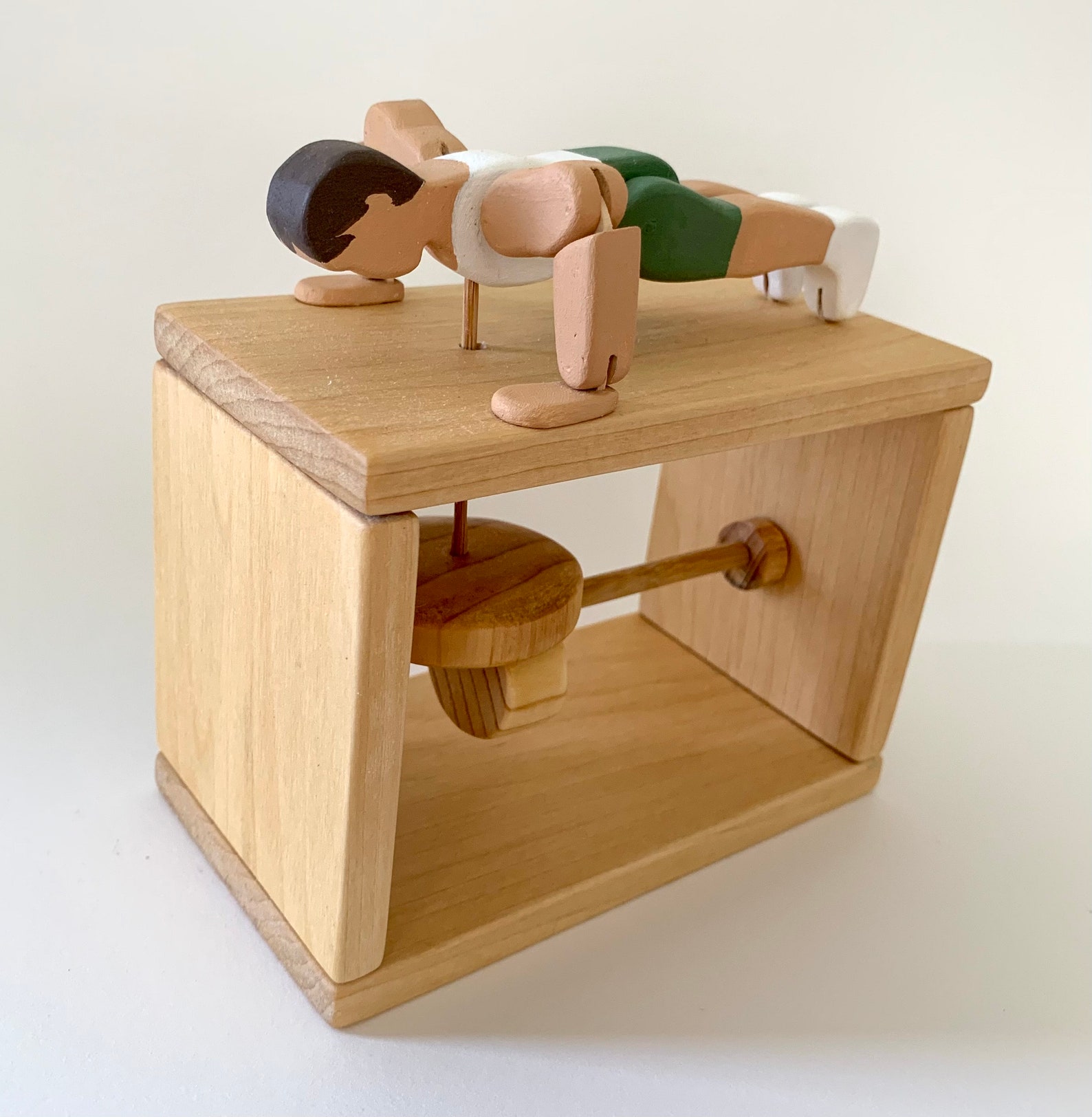 Push-up Man Automata Wood Hand Crank - Etsy