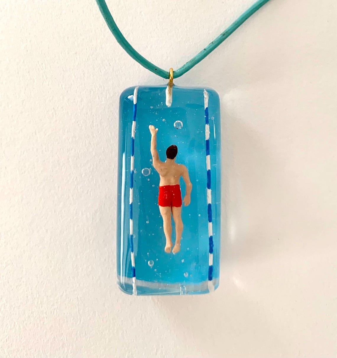 Miniature Swimmer in Resin, Key Chain or Necklace - Etsy