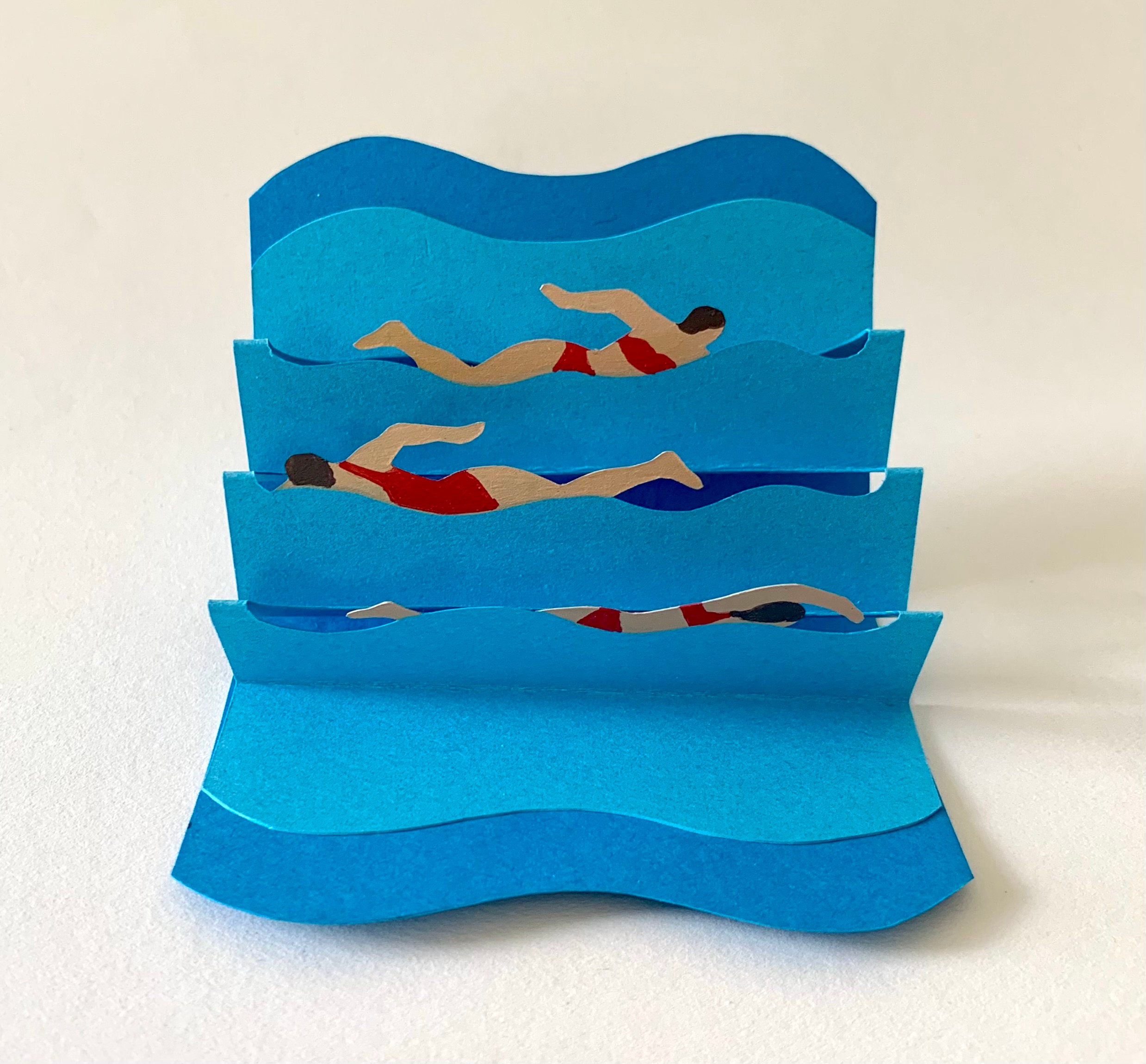 Swimmer Girls Miniature Pop up Card - Etsy