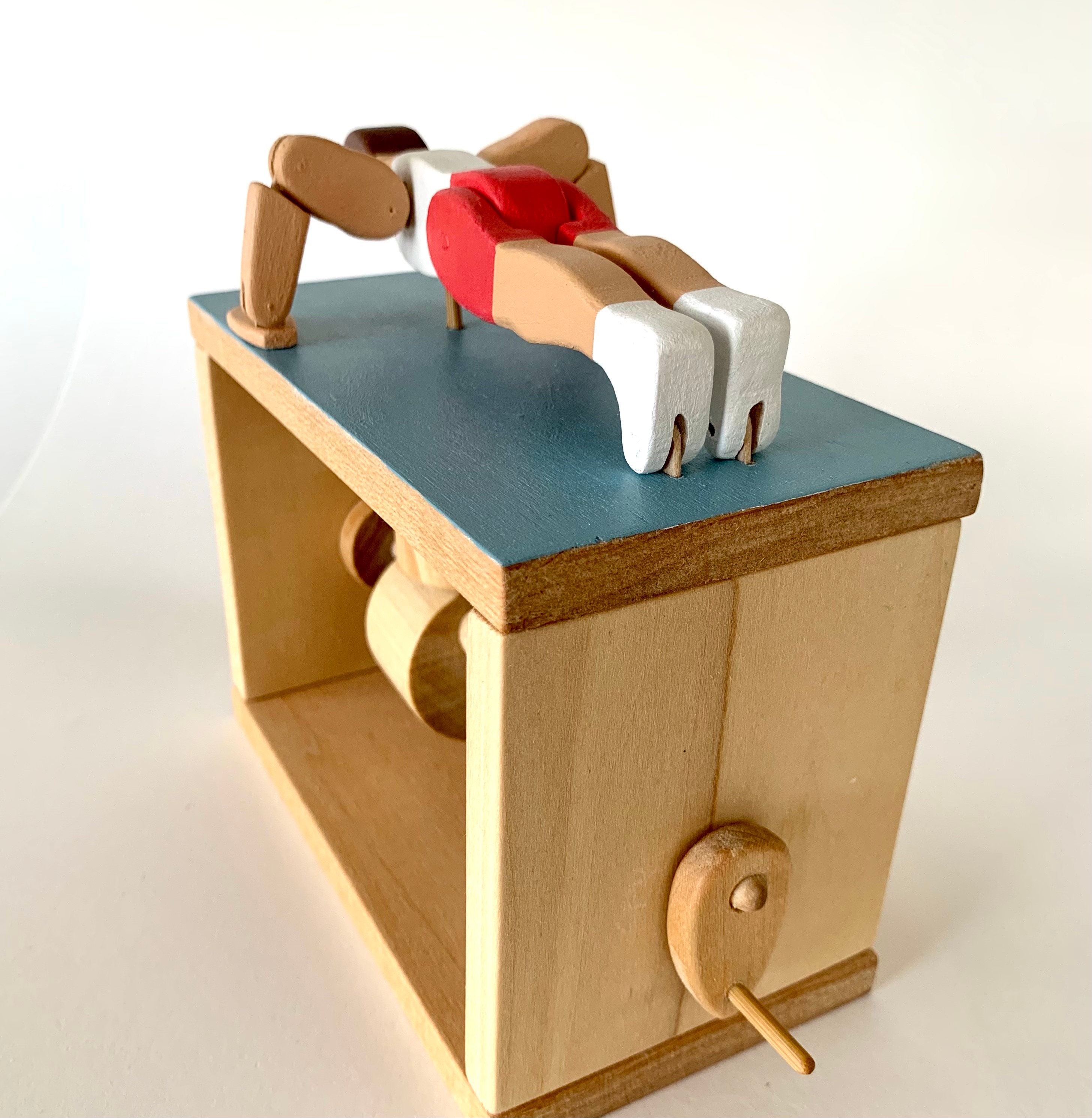 Push-Up Man Automata wood hand crank | Etsy
