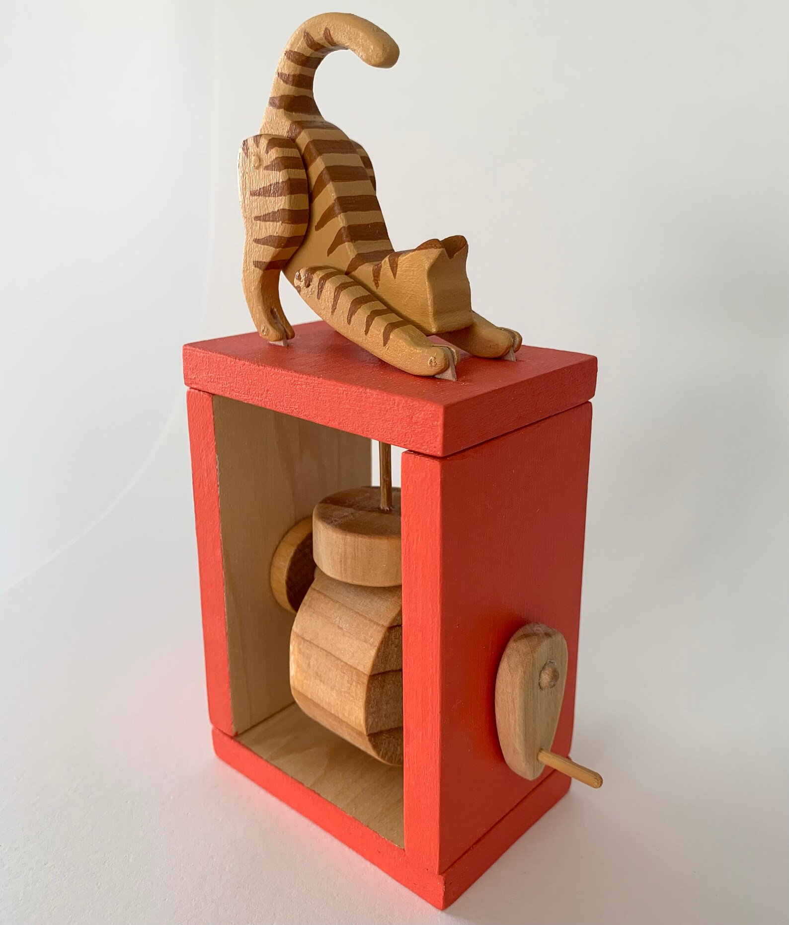 Stretching Cat Automata Wooden Hand Crank Motion | Etsy