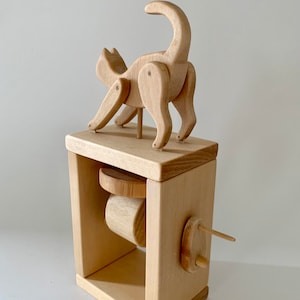 Stretching Cat Automata, Wooden Hand Crank Motion - Etsy