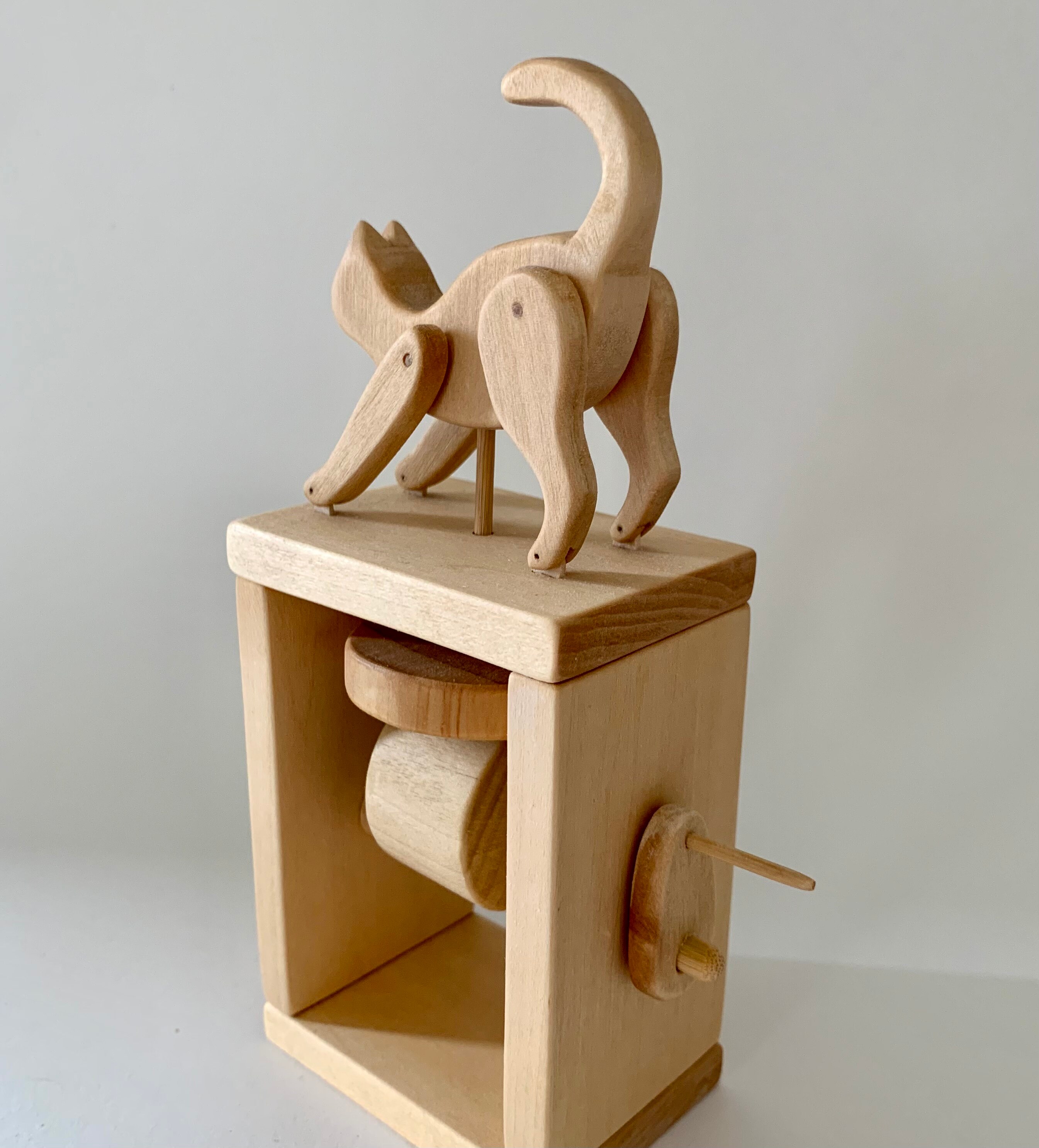 Stretching Cat Automata Wooden Hand Crank Motion - Etsy