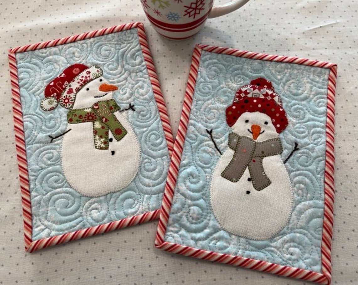 Snowmen Table Runner and Mug Rug Pattern - Etsy