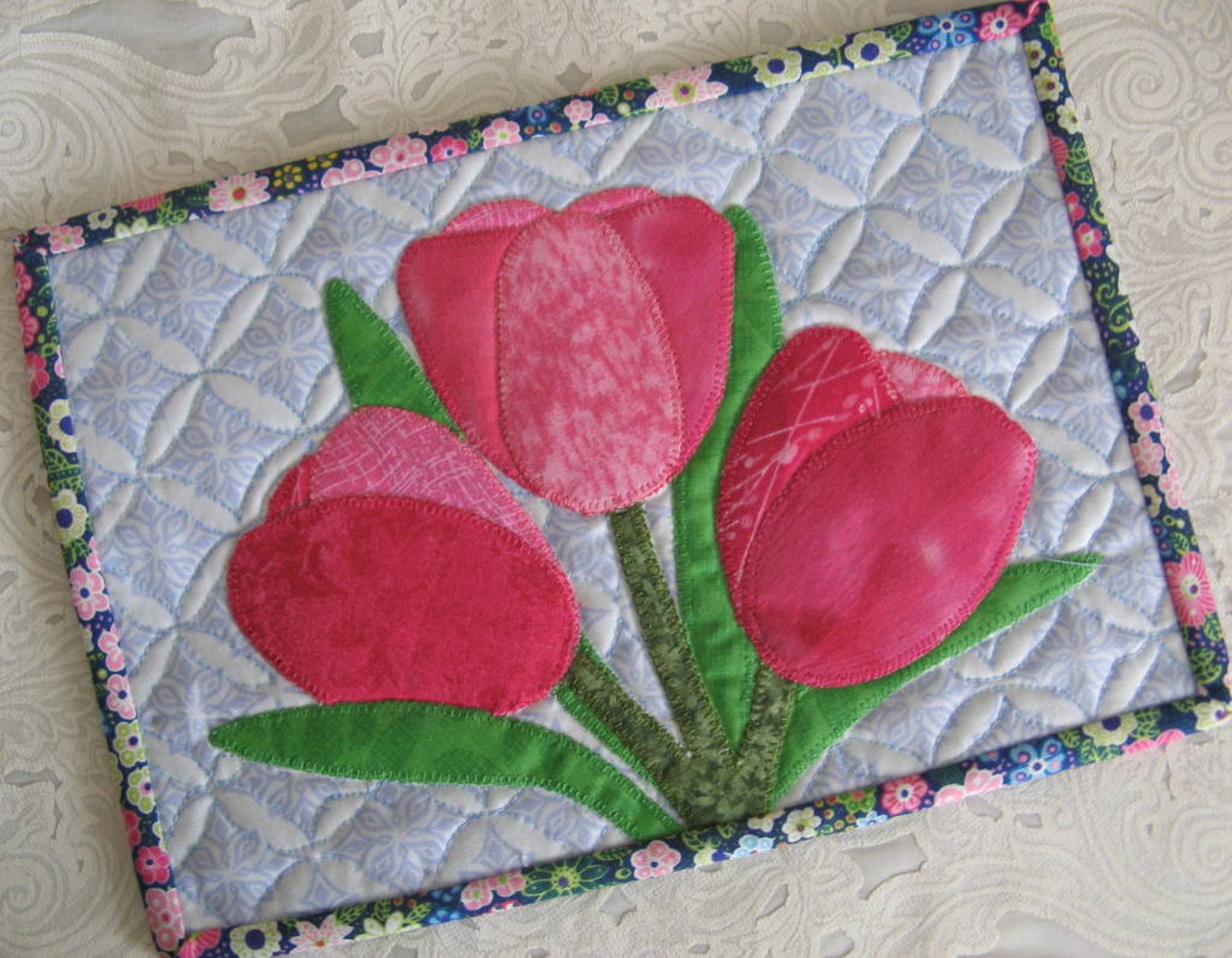 Spring Tulips Mug Rug Pattern - Etsy