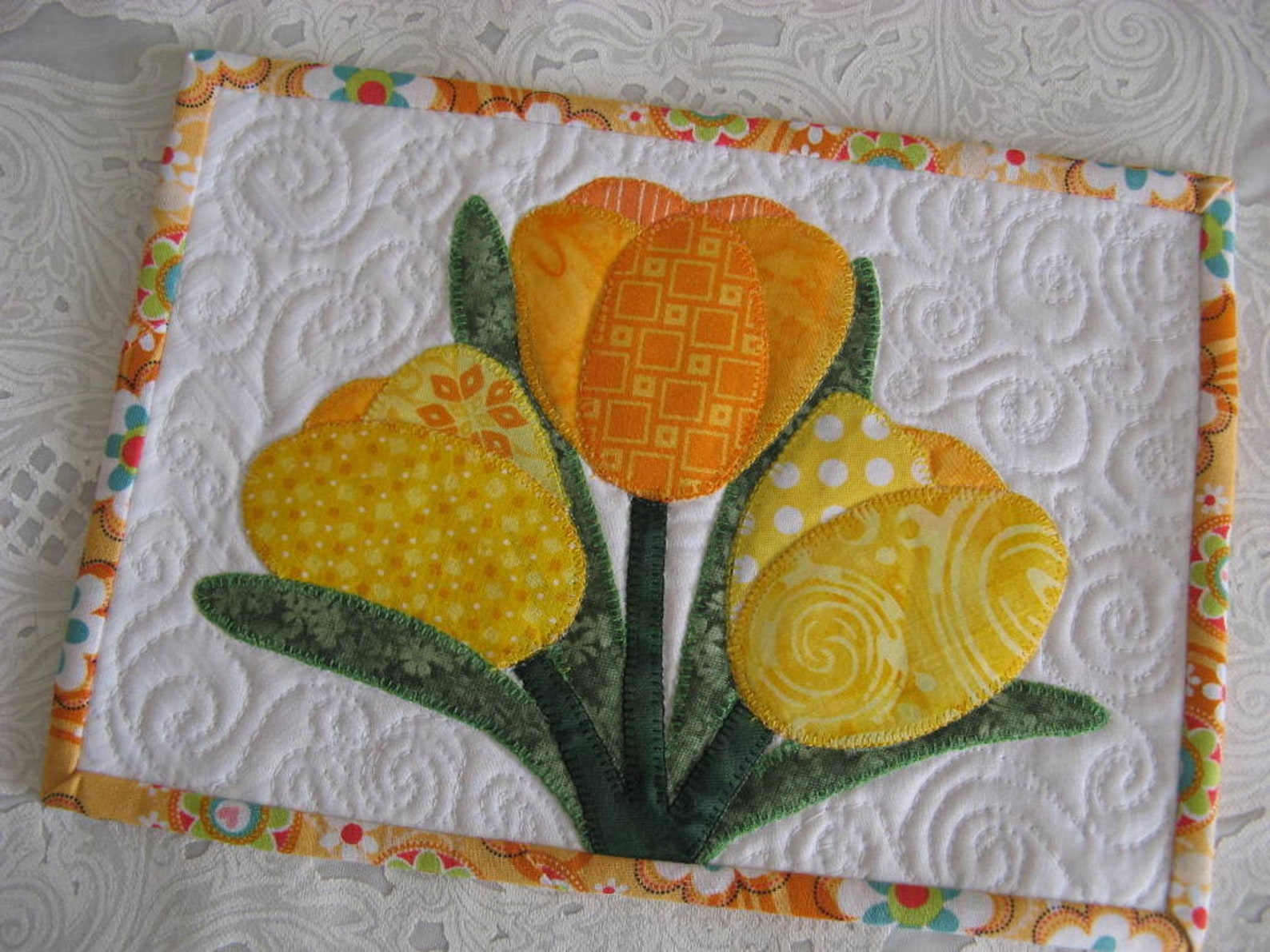 Spring Tulips Mug Rug Pattern - Etsy