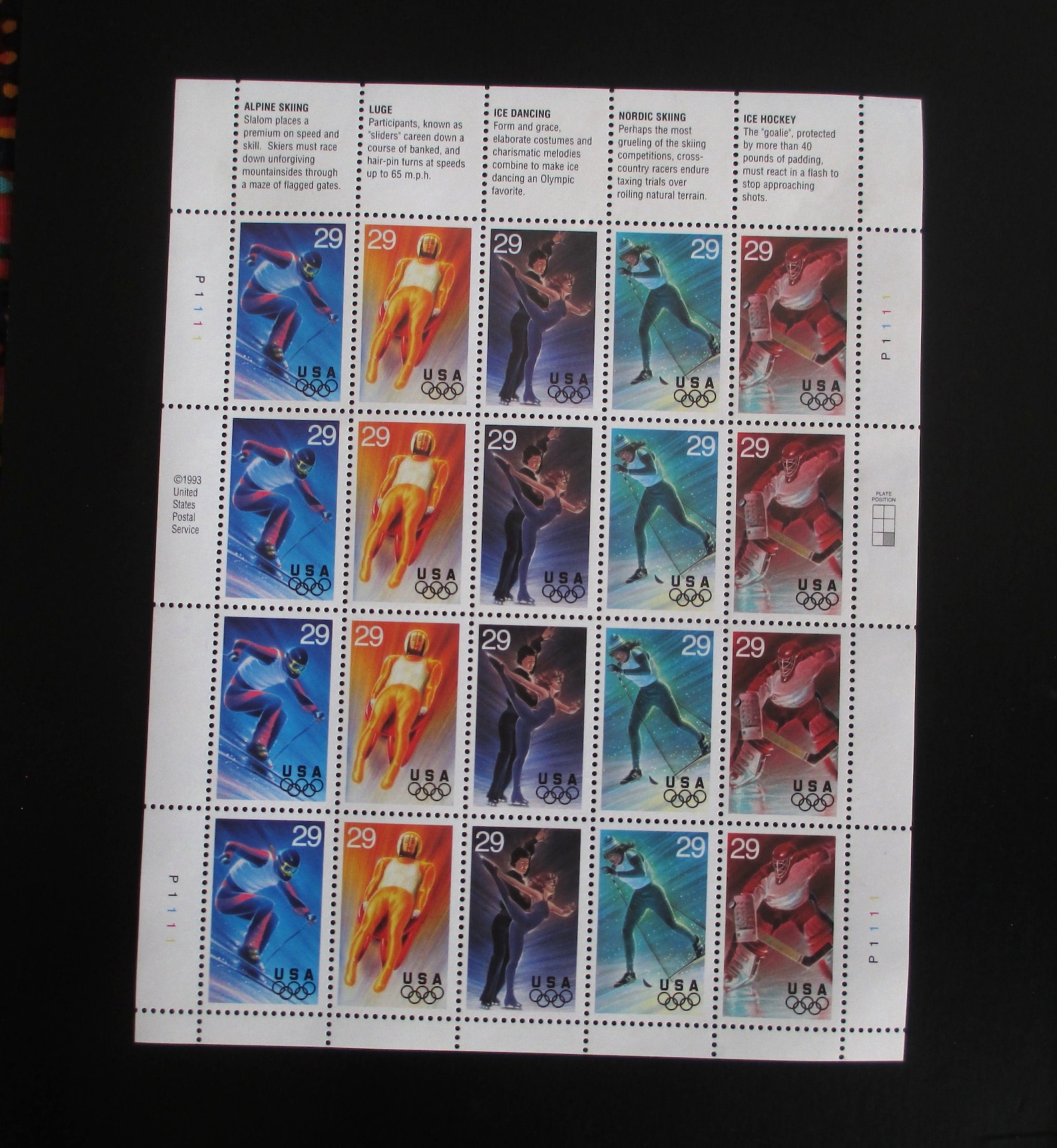 1994 Winter Olympics Stamps 29 Cent US Postage Stamp MNH Sheet | Etsy