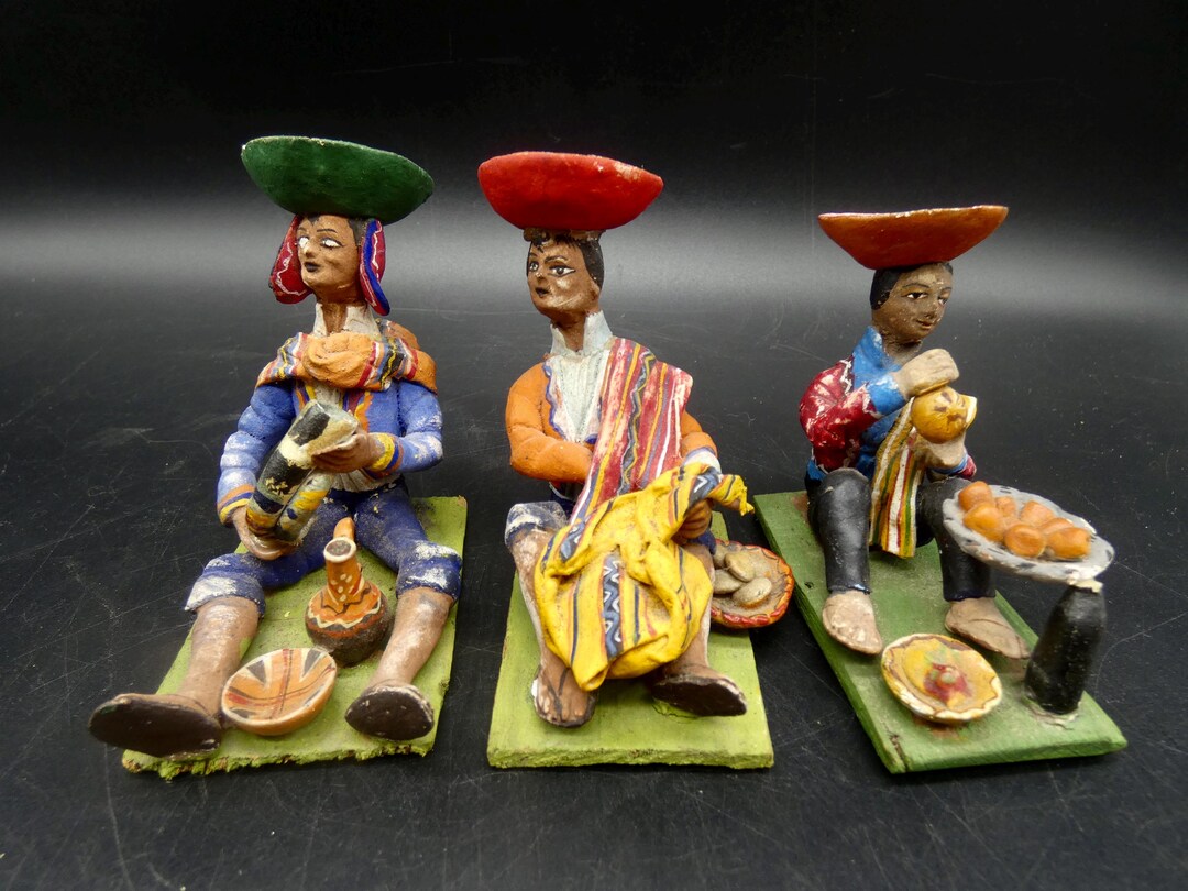 3 Vintage RARE Peruvian Street Vendors, Sitting Selling Their Wares - Etsy
