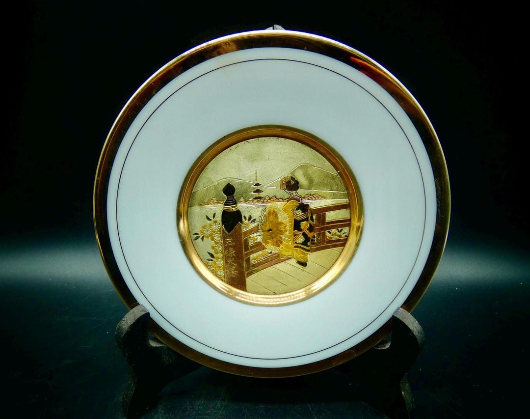 The Art of Chokin- Vintage Geisha Girl Overlooking River and Scenic ...