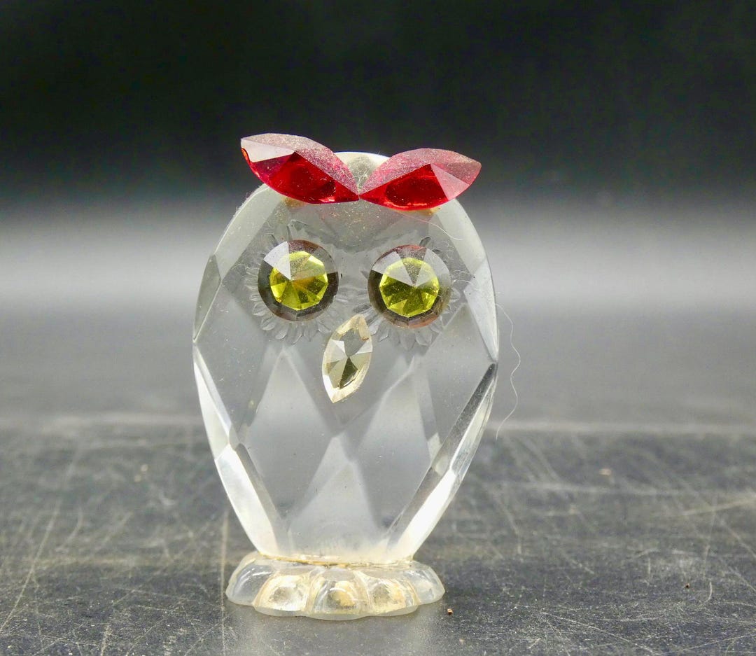 Sale*-mini Crystal Owl With Red Horns/ears - Etsy