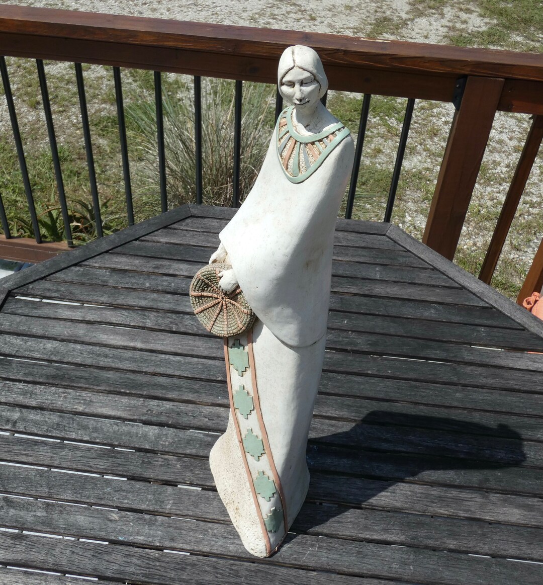 Vintage Native American Woman Statue Chalkware Florentine - Etsy