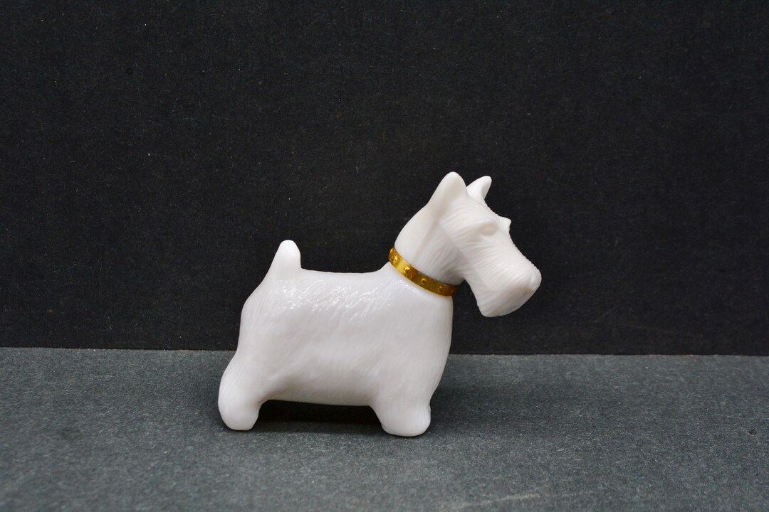 Avon*westie Terrier Avon Perfume Bottle- White Porcelain- Gold Metal ...