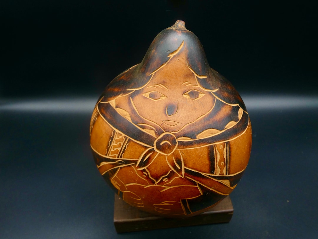 Painted Gourd From Peru-woman Figure on Board Stand - Etsy