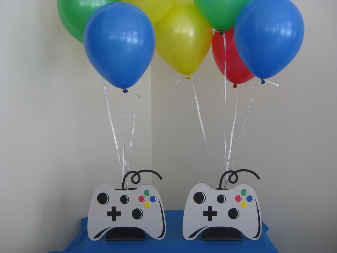 2 Video Game Controller Birthday Party Balloon Holder Centerpiece Cake ...