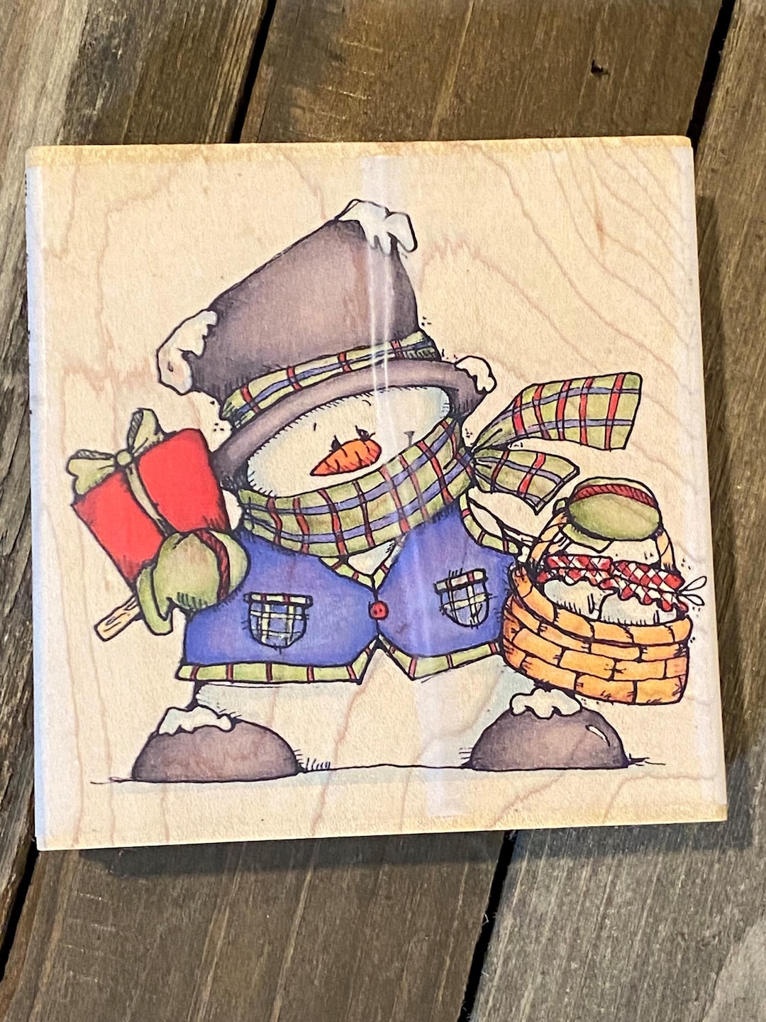 Wooden Rubber Stamp Snowman Wishes to You by Whipper Snapper - Etsy
