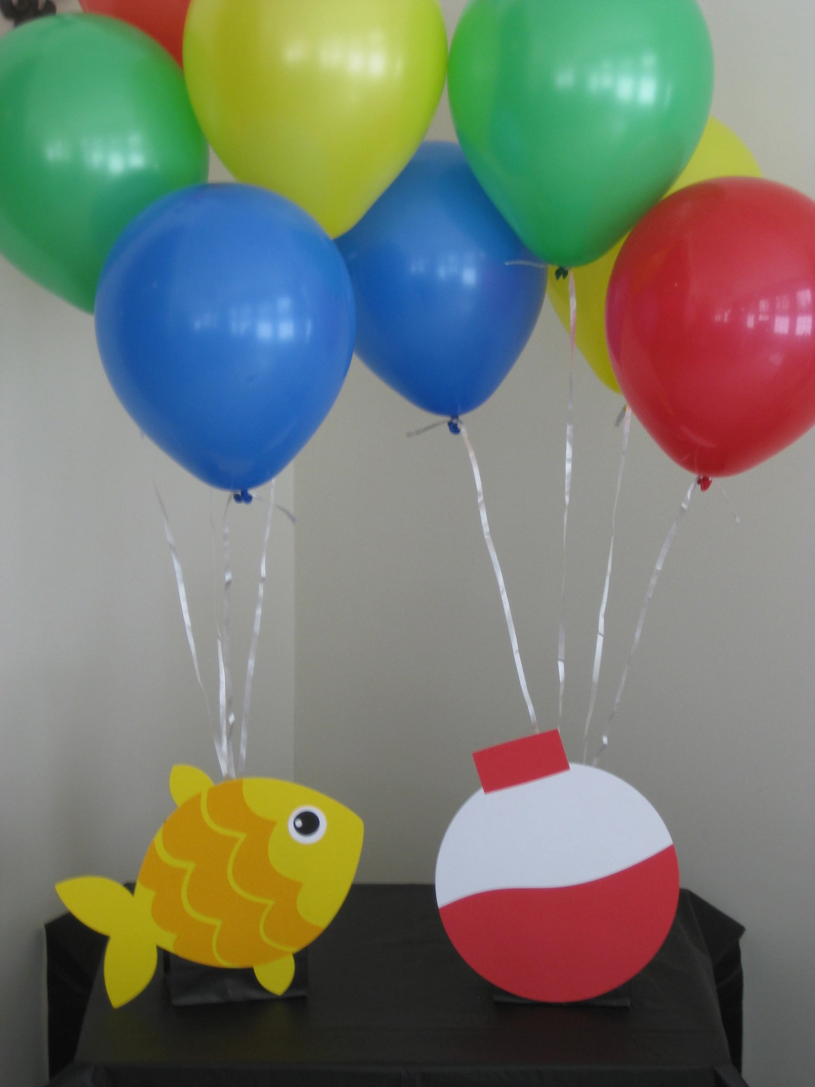 Fish and Bobber Birthday Party Balloon Holder Centerpiece Cake Table ...