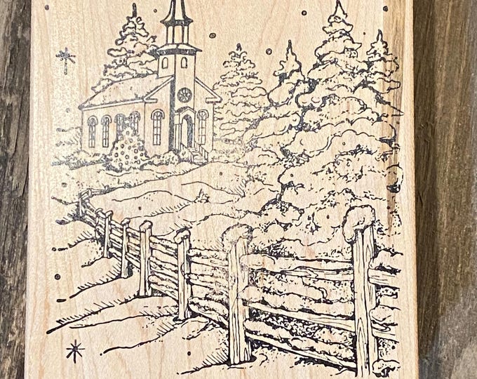 Wooden Rubber Stamp Winter Church by Northwoods Rubber Stamps - Etsy
