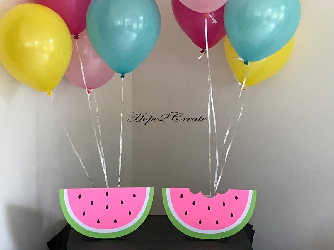 2 Watermelon Birthday Party Centerpiece Balloon Holders 1st Birthday ...