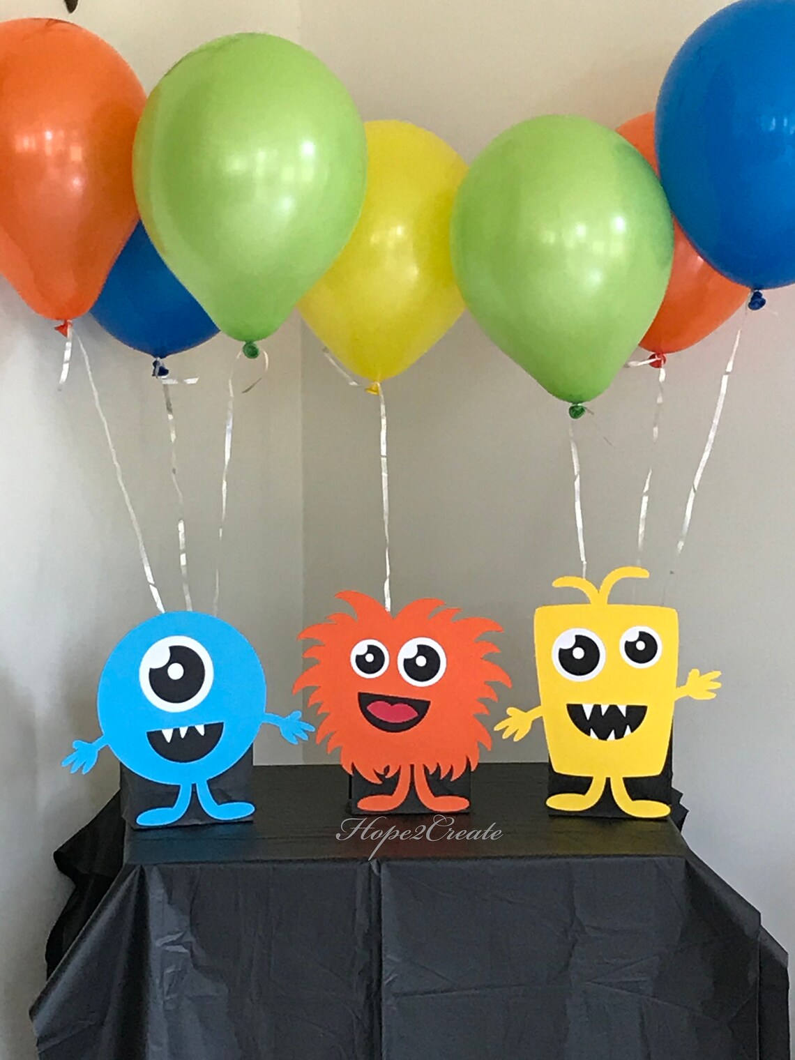 3 Monster Birthday Party Centerpiece Balloon Holders Lil Monster 1st ...