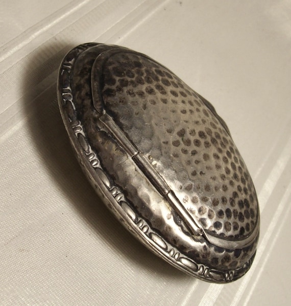 Antique ALPACA SILVER Metal Hand Wrought Oval Hinged … - Gem