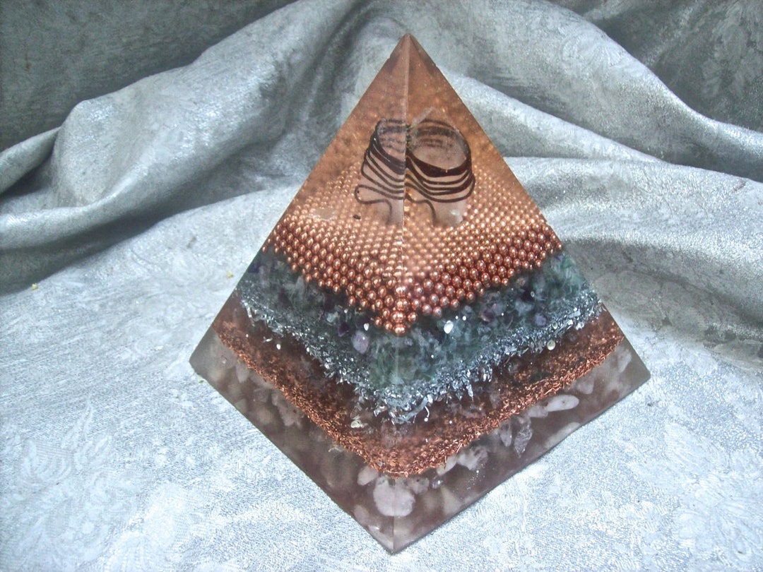 Live Boldly Large 5" ORGONE PYRAMID SCULPTURE With Crystal, Copper and ...