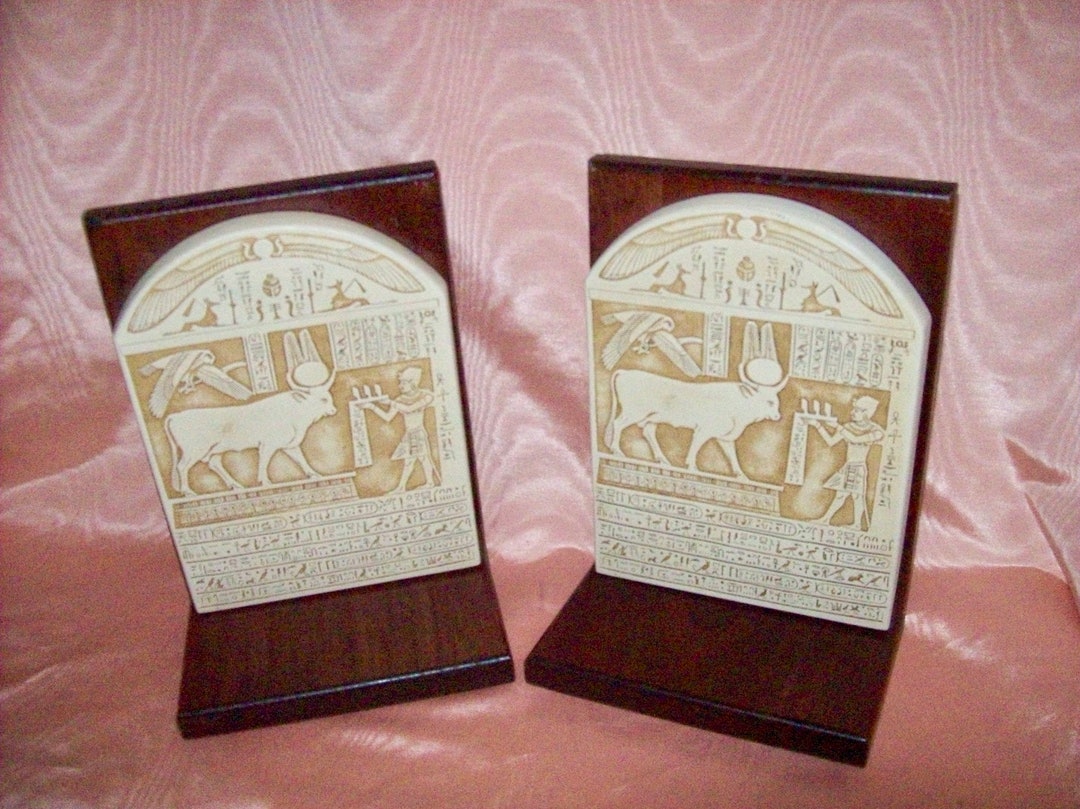 Large Vintage Ancient EGYPTIAN HIEROGLYPHS and Pictographs Slab on Wood ...