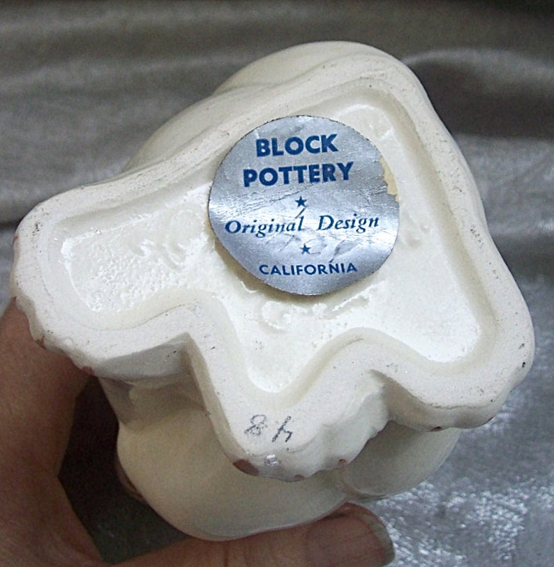 Vintage 1950's California Block Pottery CAT With Pink Bow - Etsy