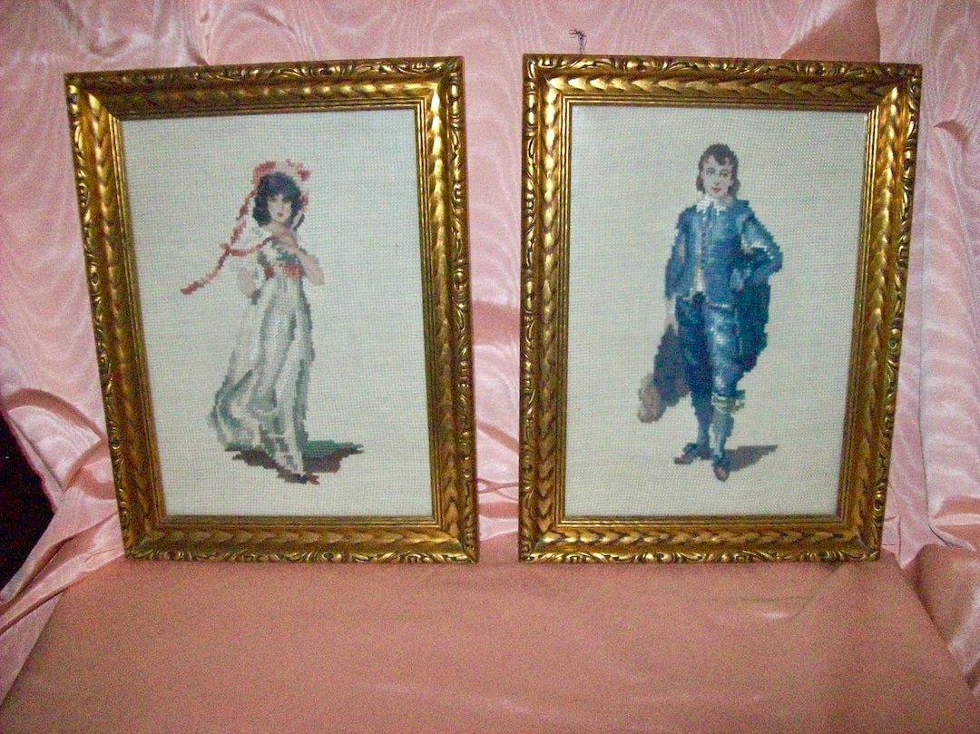 Iconic Pinkie and Blue Boy PORTRAITS in PETIT-POINT / Needlepoint ...