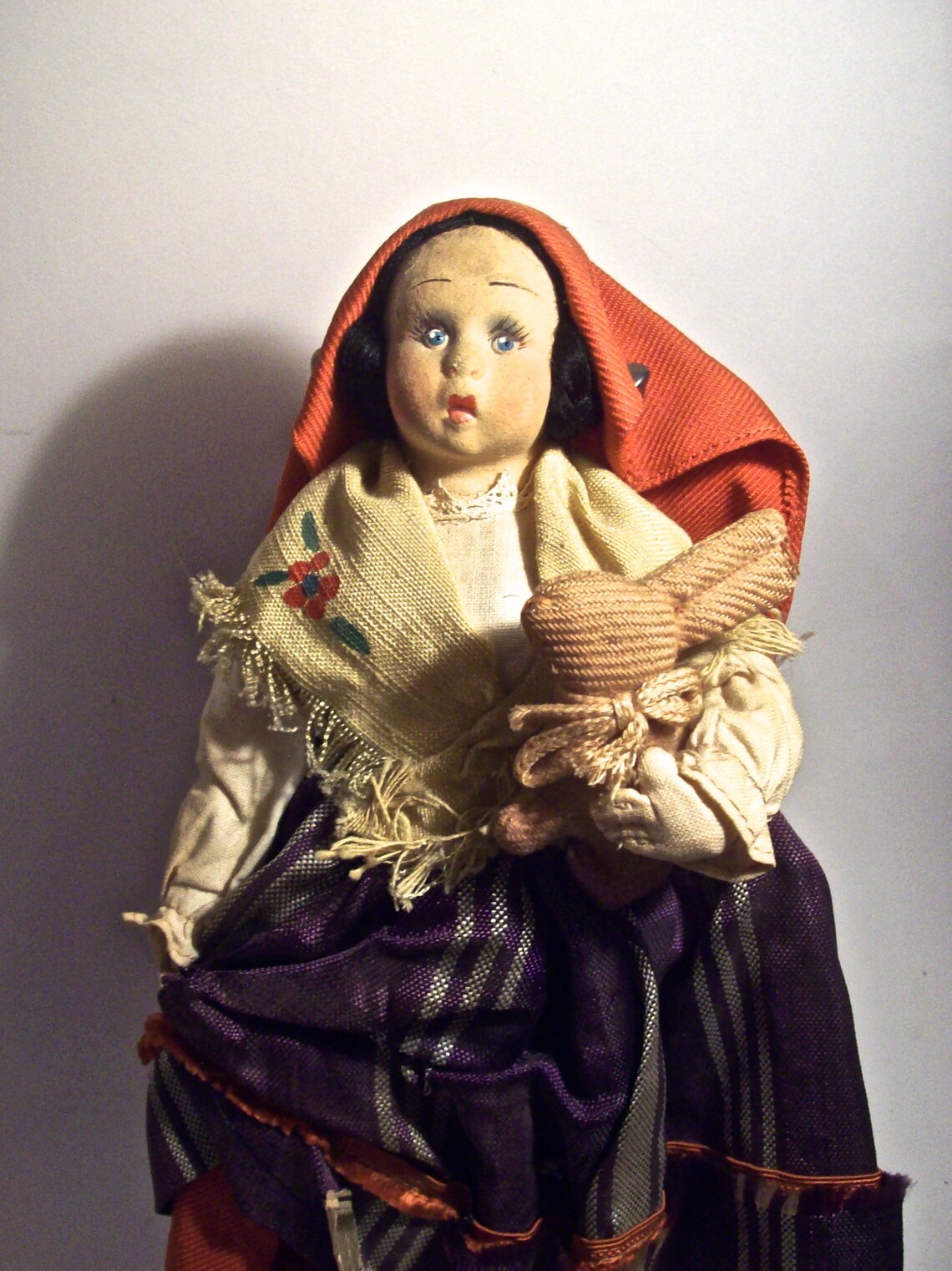 Vintage ITALIAN Marche Native Costume Female Fabric DOLL with | Etsy