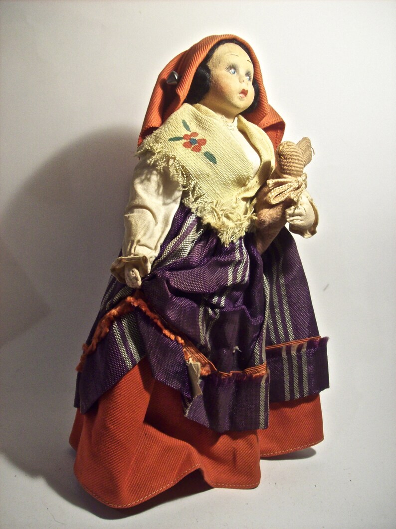 Vintage ITALIAN Marche Native Costume Female Fabric DOLL with | Etsy