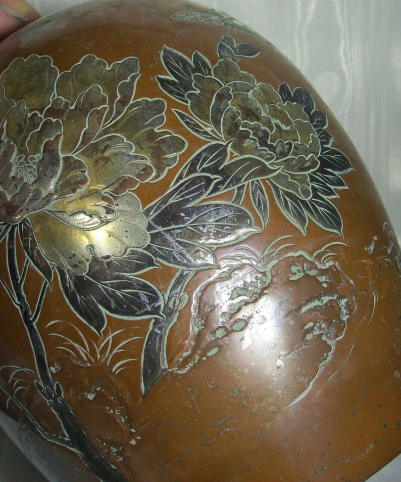 Antique JAPANESE Heavy Copper With Silver Overlay Metal - Etsy