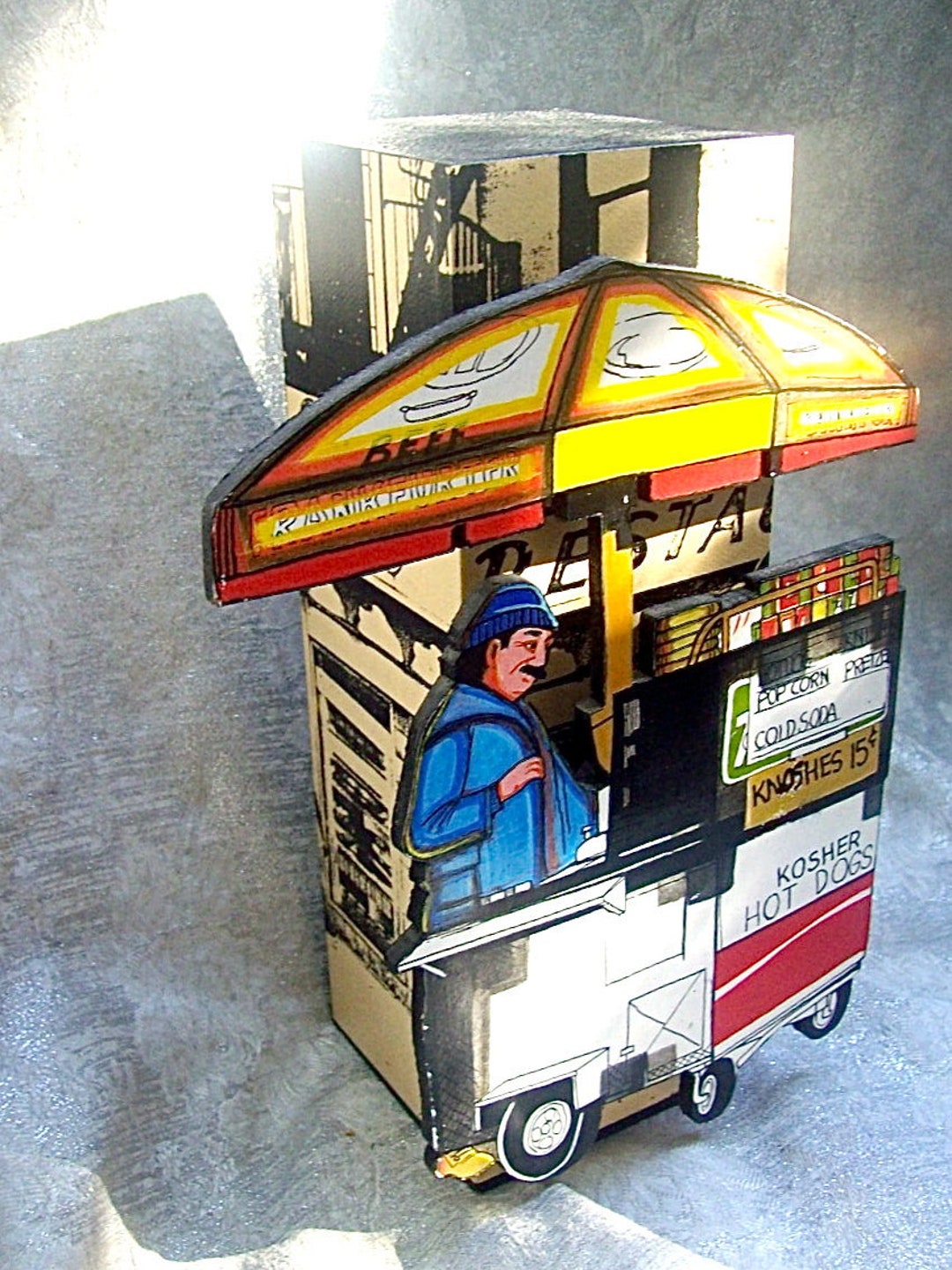 Vintage Wood Music Box With Manhattan STREET VENDOR in Front of Nyc's ...